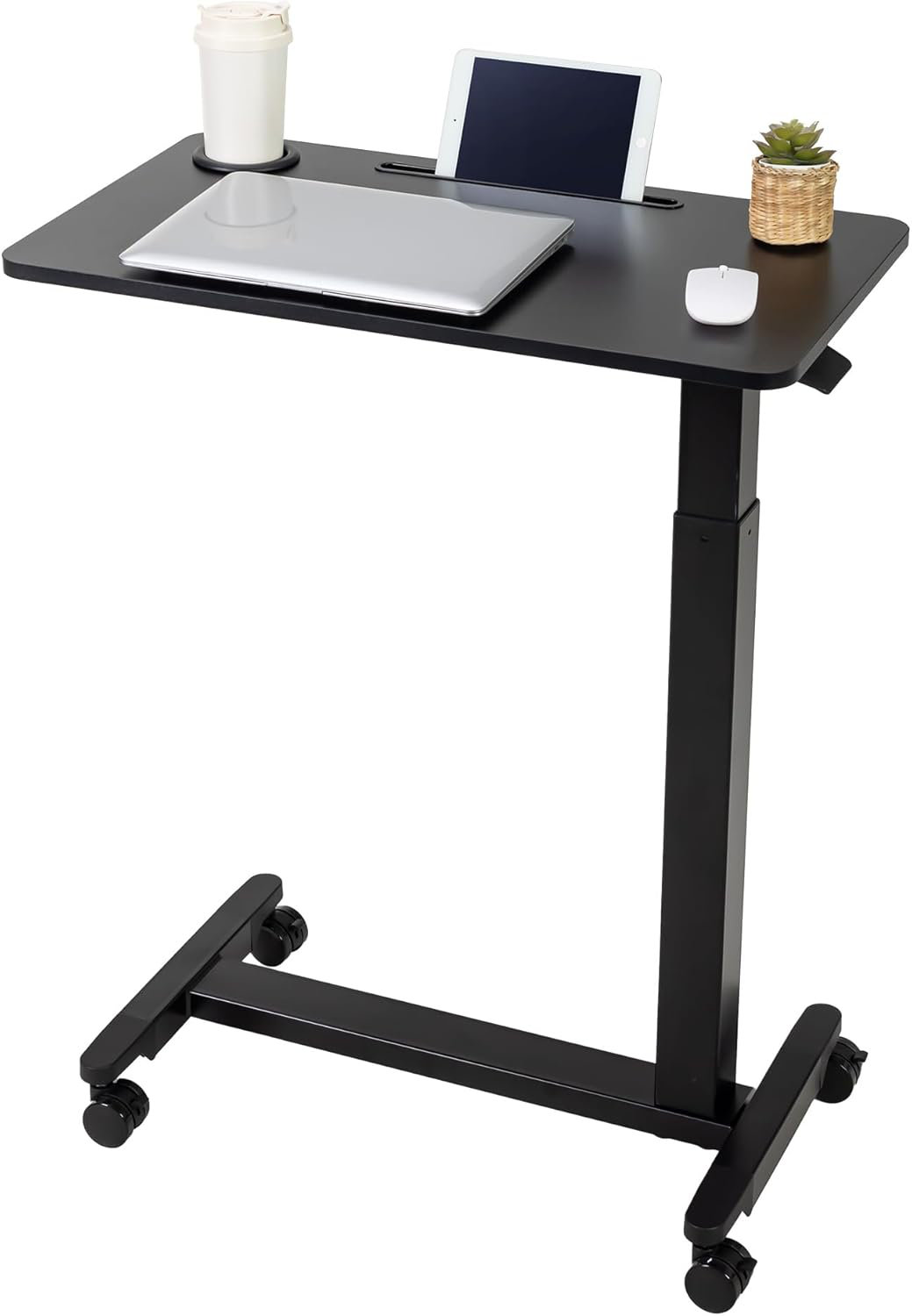 Inbox Zero Adjustable Overbed Table With Wheels, Rolling Laptop ...