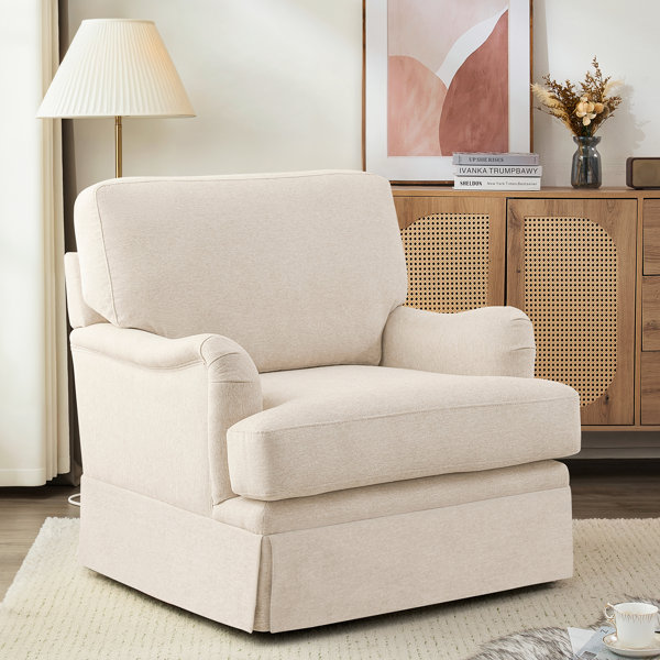 Latitude Run® 32.7'' Skirted Swivel Accent Arm Chair For Living Room ...