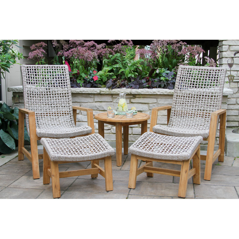 Birch Lane™ Demetri Outdoor Teak Ottoman & Reviews | Wayfair