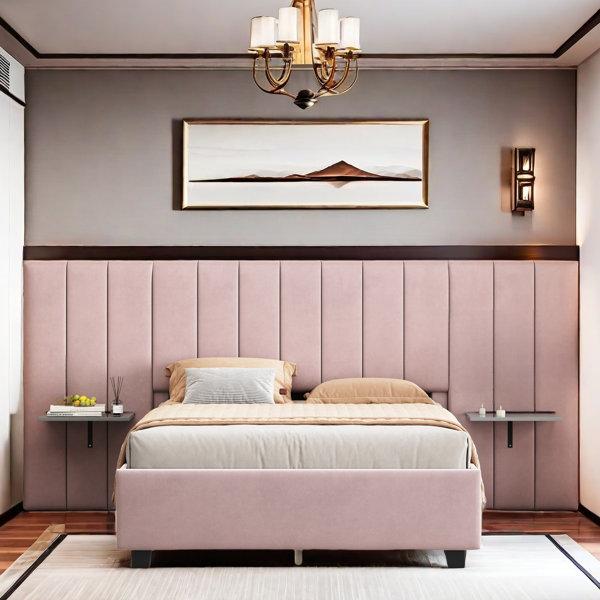 Disney Bed With Panel Headboard And Two Integrated Shelve Upholstered ...