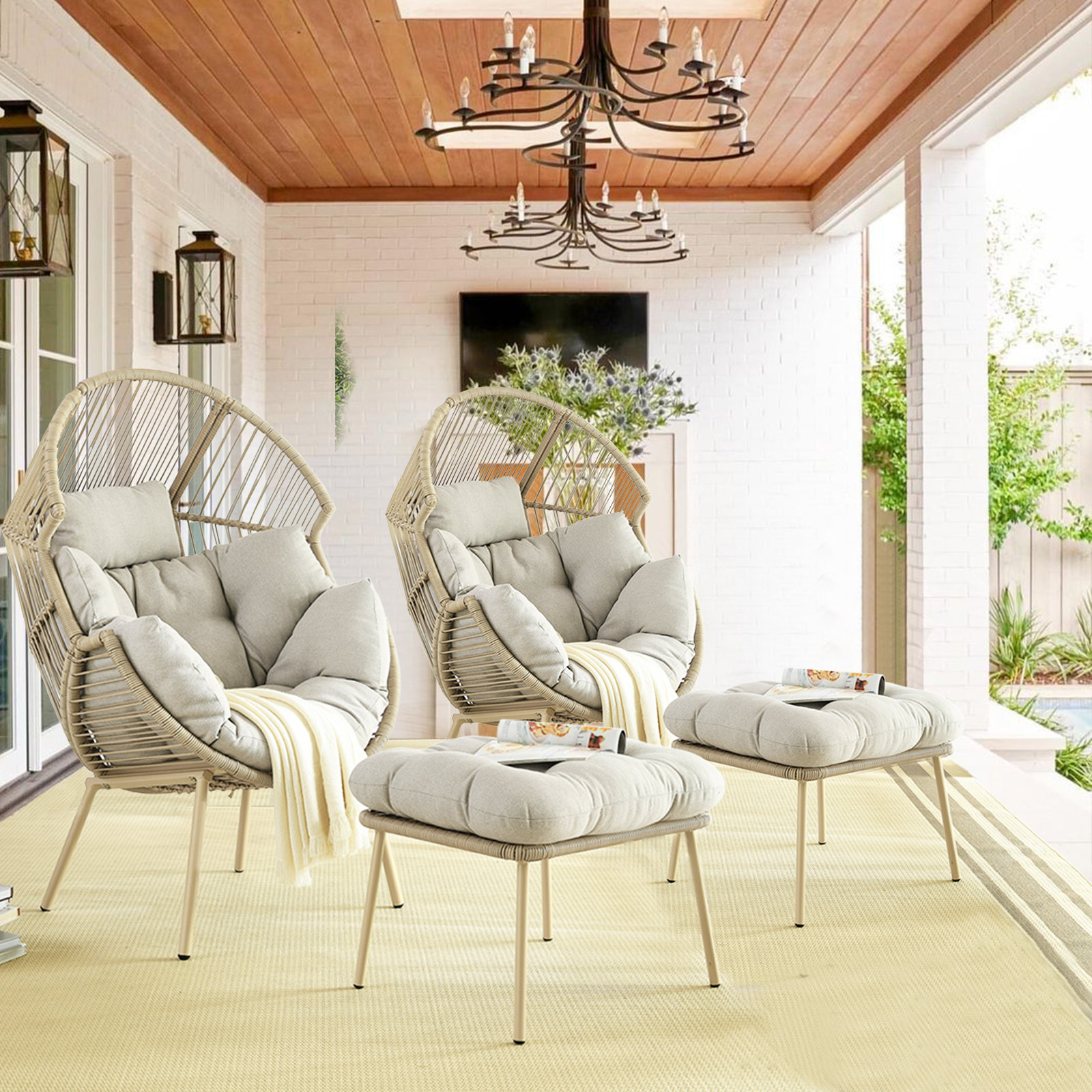 Dakota Fields Carinne Porch Swing Chair with Ottoman | Wayfair