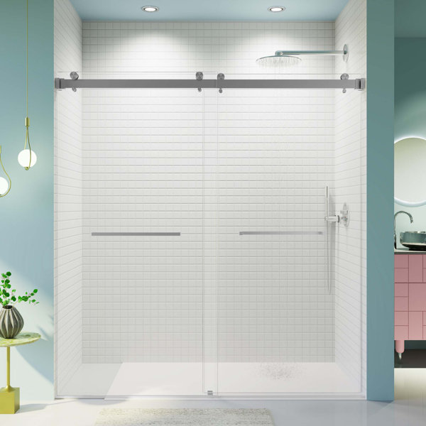 Greenhome Trade 6 Set Frameless Double Sliding Shower Door,Tempered ...