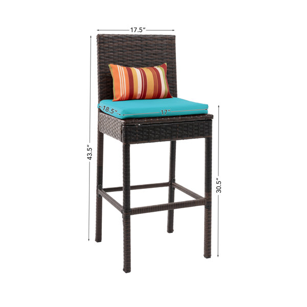 Latitude Run® Iliff Wicker Outdoor 30.5'' Bar Stool with Cushion ...