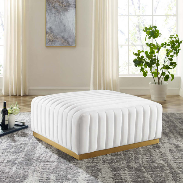 Willa Arlo Interiors Conjure Channel Tufted Performance Velvet Ottoman ...