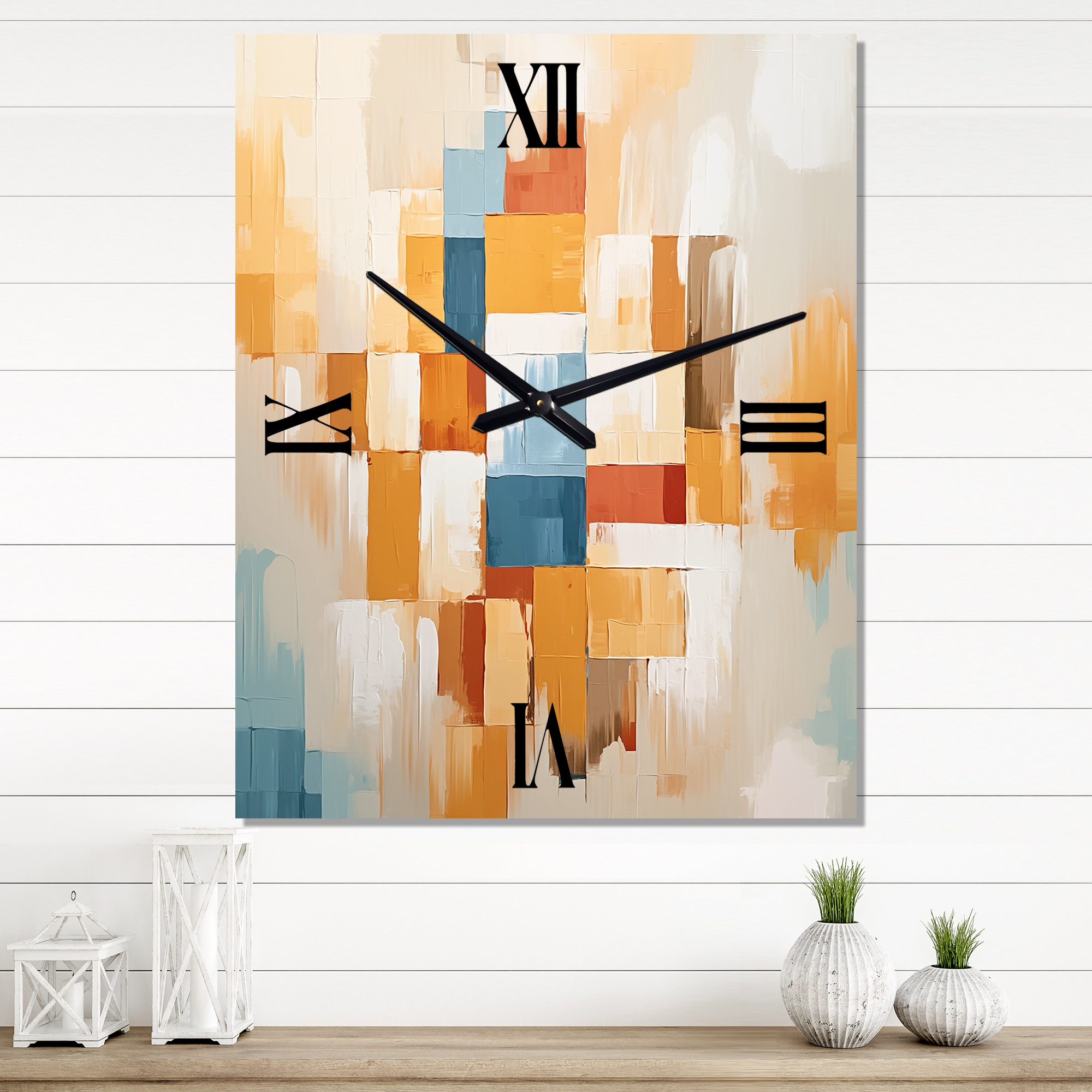 Design Art Beige Blue Colorful Retrovisions - Modern Midcentury Wall ...