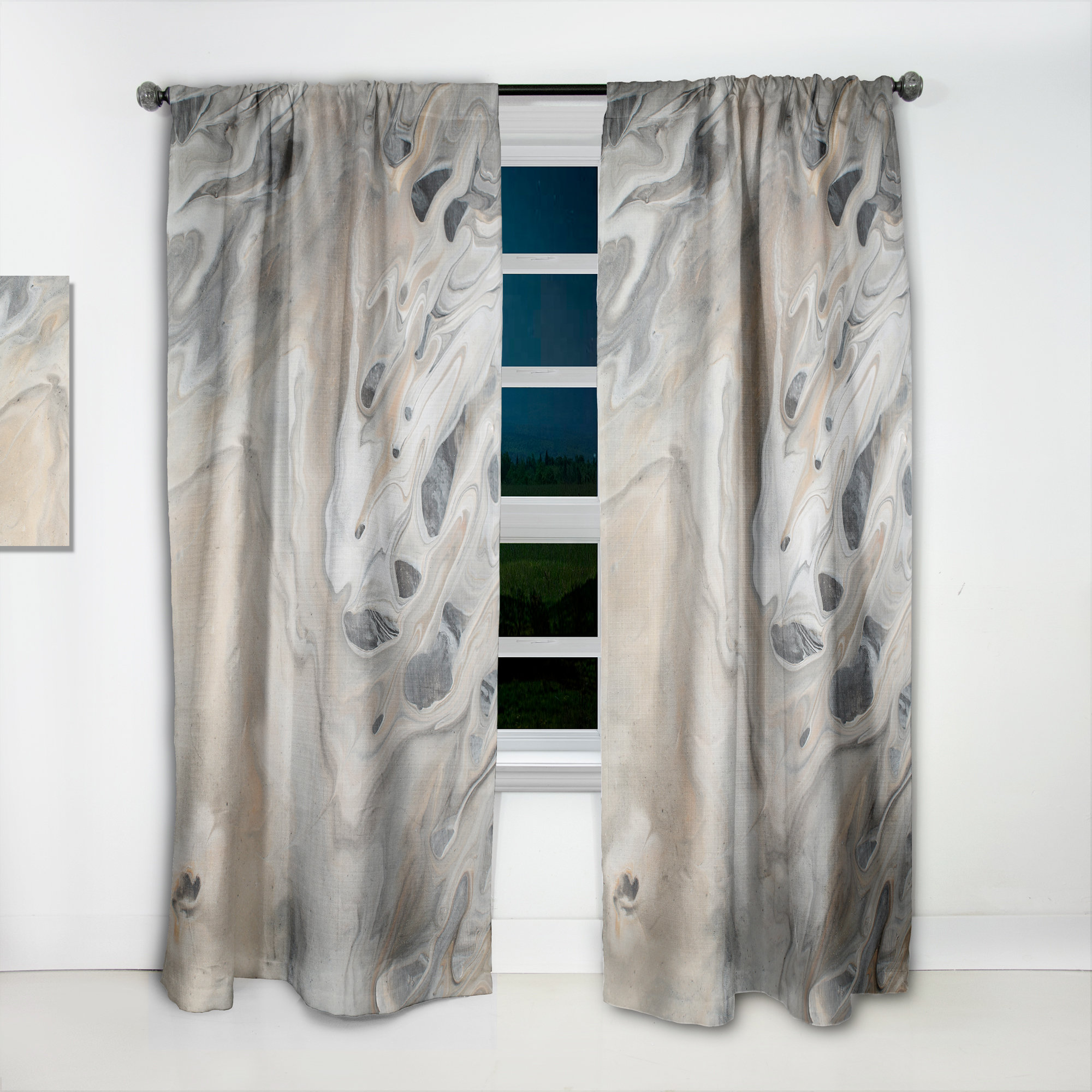 Design Art Space Abstract Semi-Sheer Rod Pocket Single Curtain Panel ...