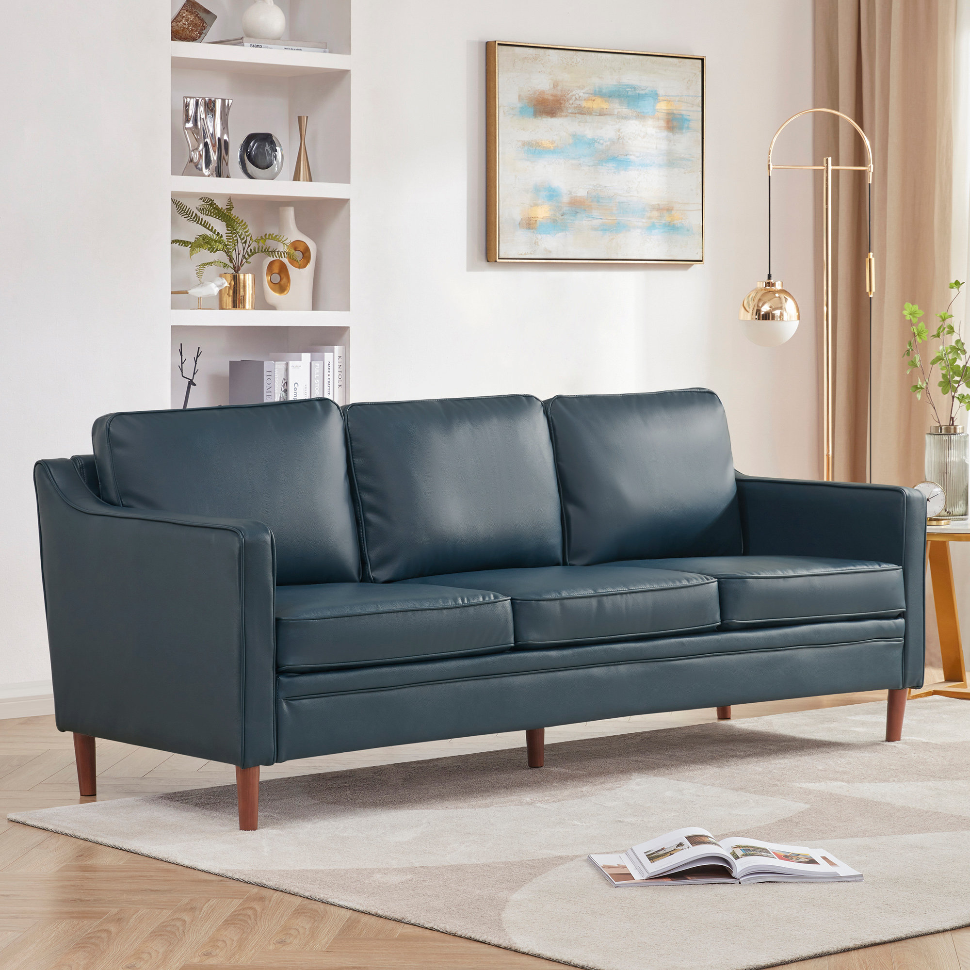 Wade Logan Azleigh 80.31'' Faux Leather Square Arm Sofa & Reviews | Wayfair