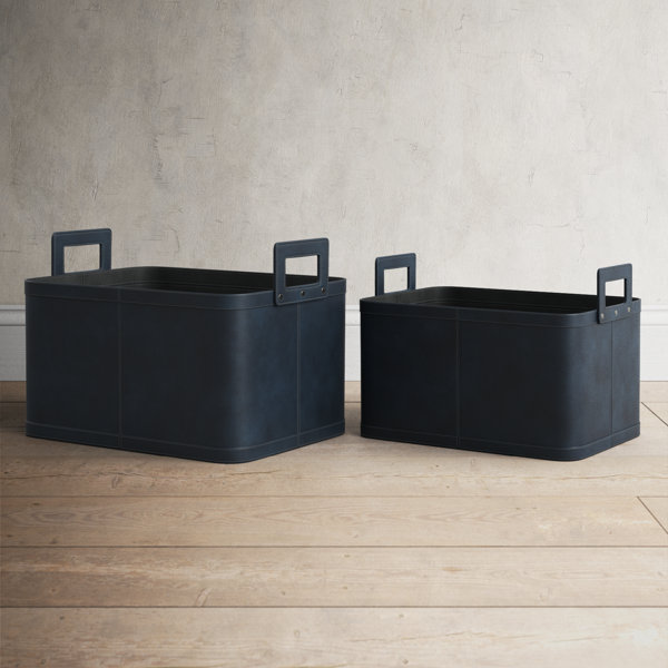 Birch Lane™ 2 Piece Leather Basket Set & Reviews | Birch Lane