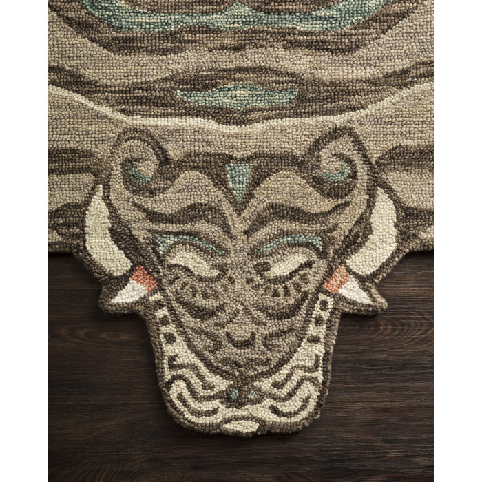 Justina Blakeney x Loloi Feroz Handmade Hand Hooked Wool Beige/Gray Rug ...