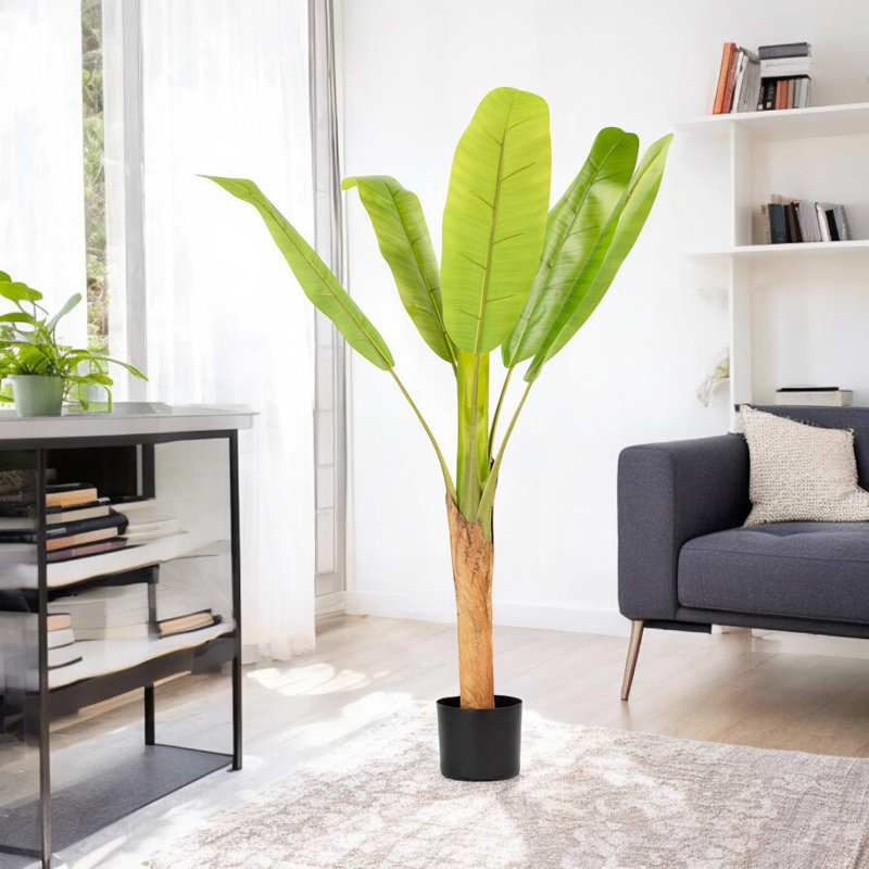Primrue 48 Inches Artificial Banana Tree In Plastic Nursery Pot | Wayfair