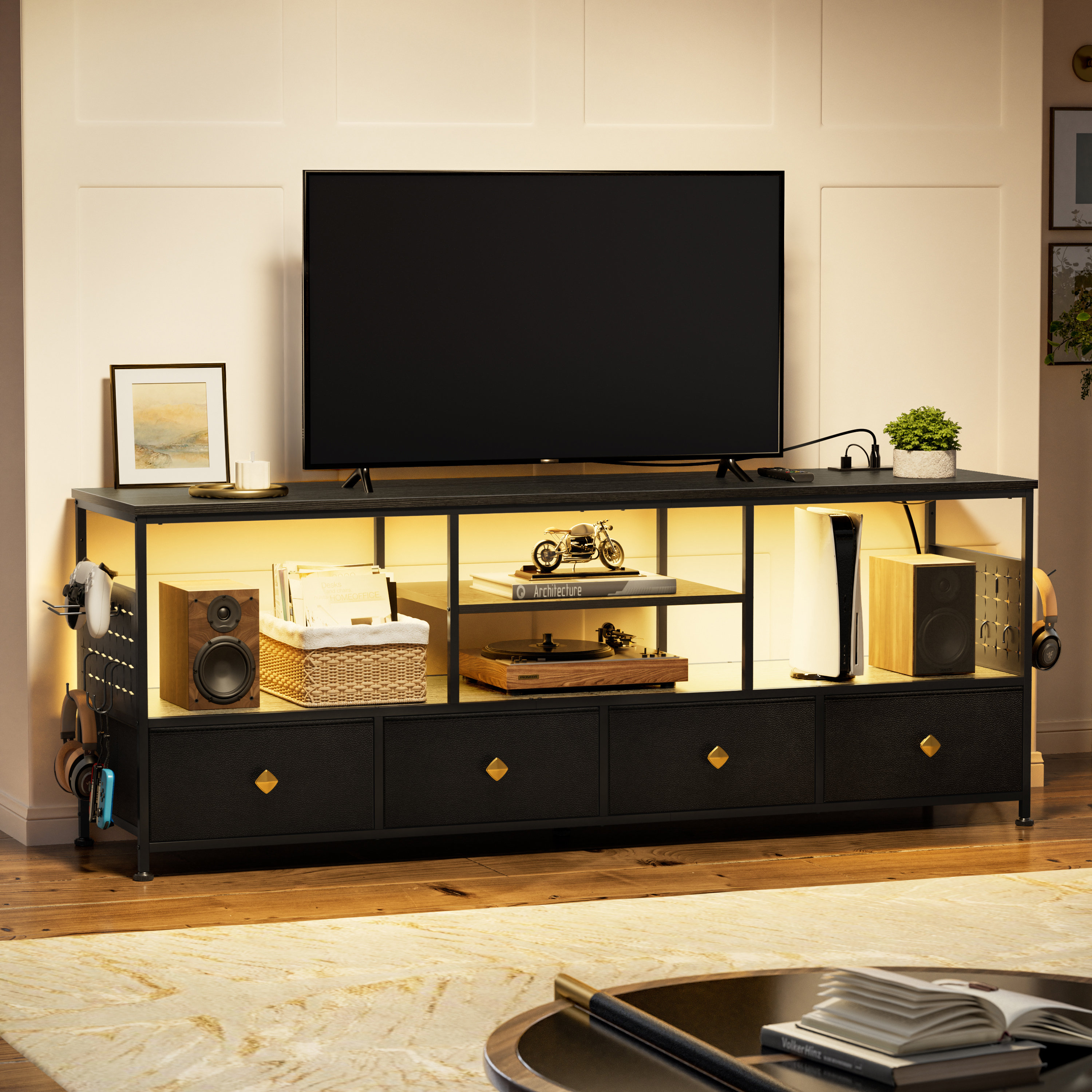 Ebern Designs Twanette TV Stand for TVs up to 70", Large LED Media ...