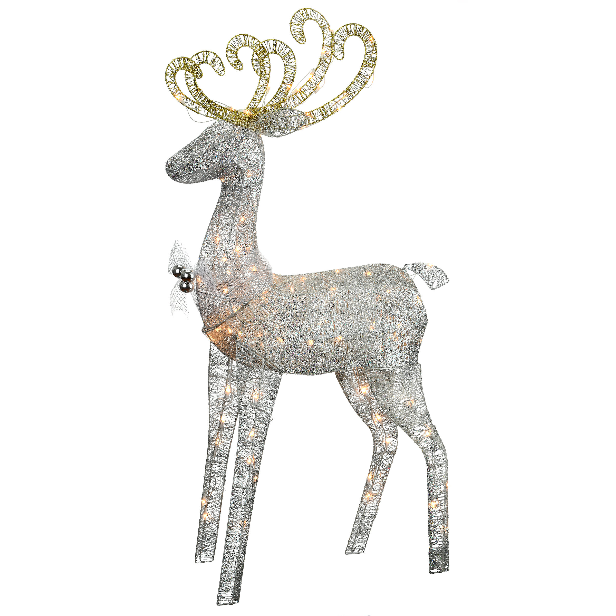 The Holiday Aisle® 60 in. Reindeer Decoration with Clear Lights ...