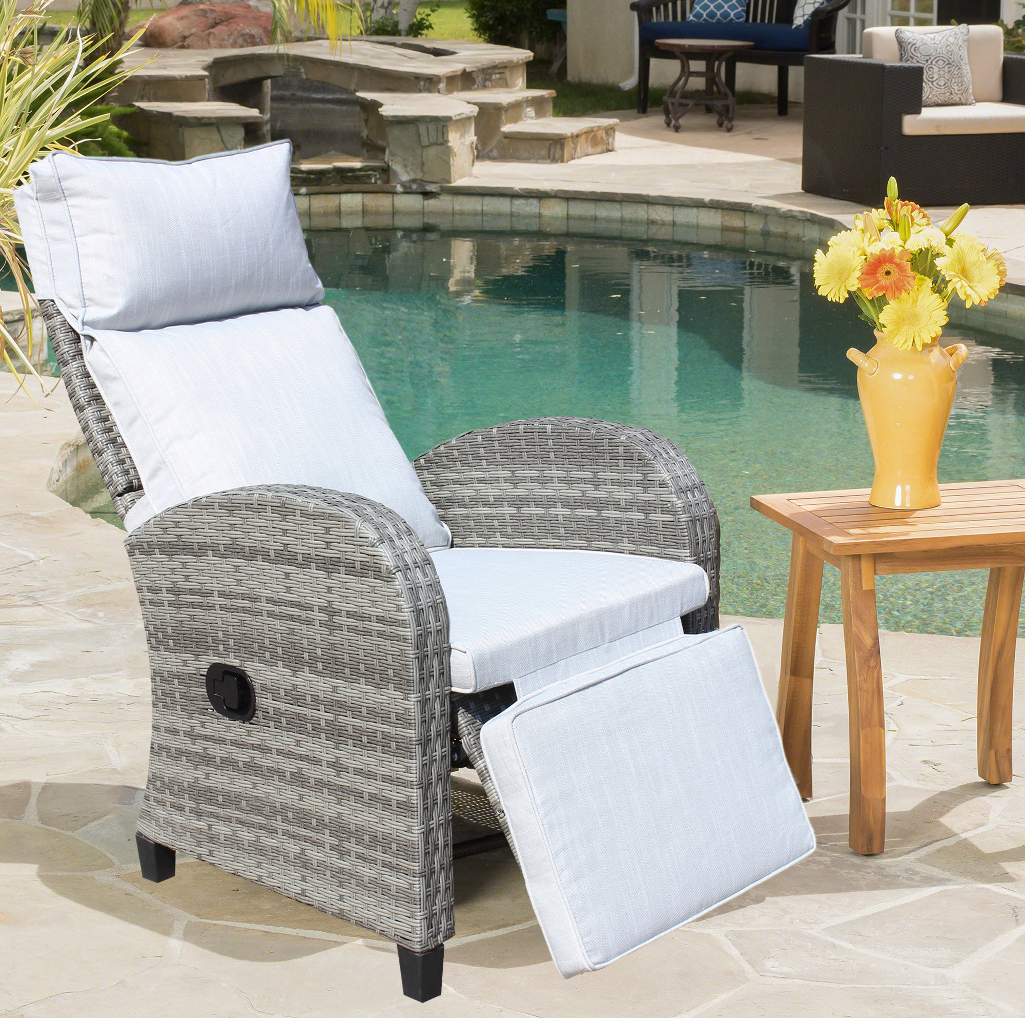 Winston Porter All Weather PE Wicker Manual Reclining Lounge Chair ...