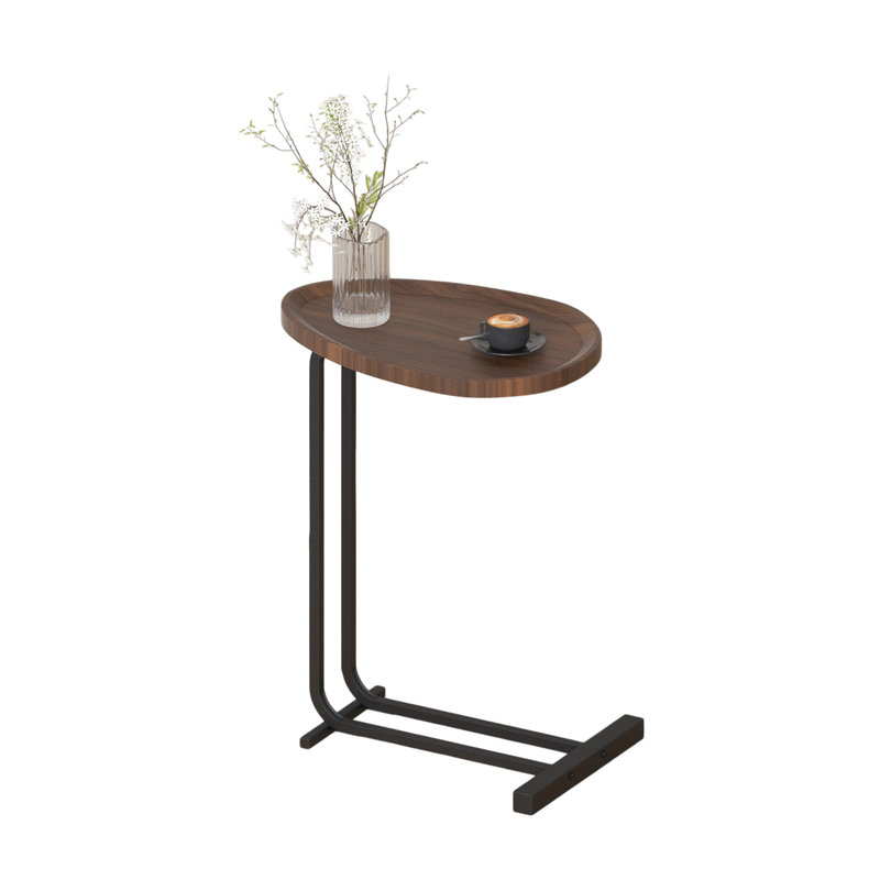 Ebern Designs C-Shaped Snack End Table with Oval Top for Sofa or ...