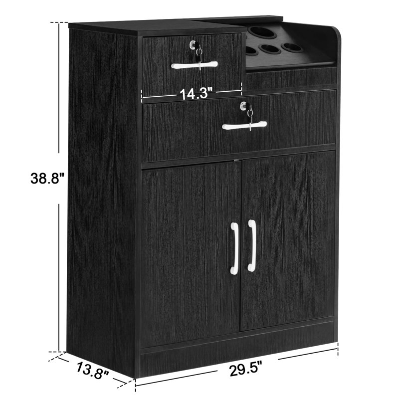 BarberPub Locking Storage Cabinet Barber Utility Unit with Tool Holder ...