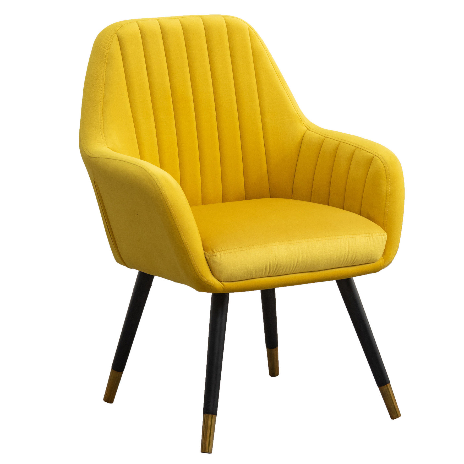 Mercer41 Contemporary Velvet Chair In Yellow - Extra Thick Padding For ...