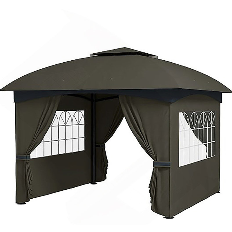 YIWUZEYI Double Roof Patio Gazebo,Elegant Design Gazebo,with Curtains ...