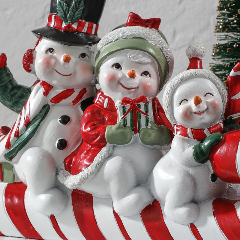Regency International 8" Resin Snowman Family On Candy Cane | Wayfair