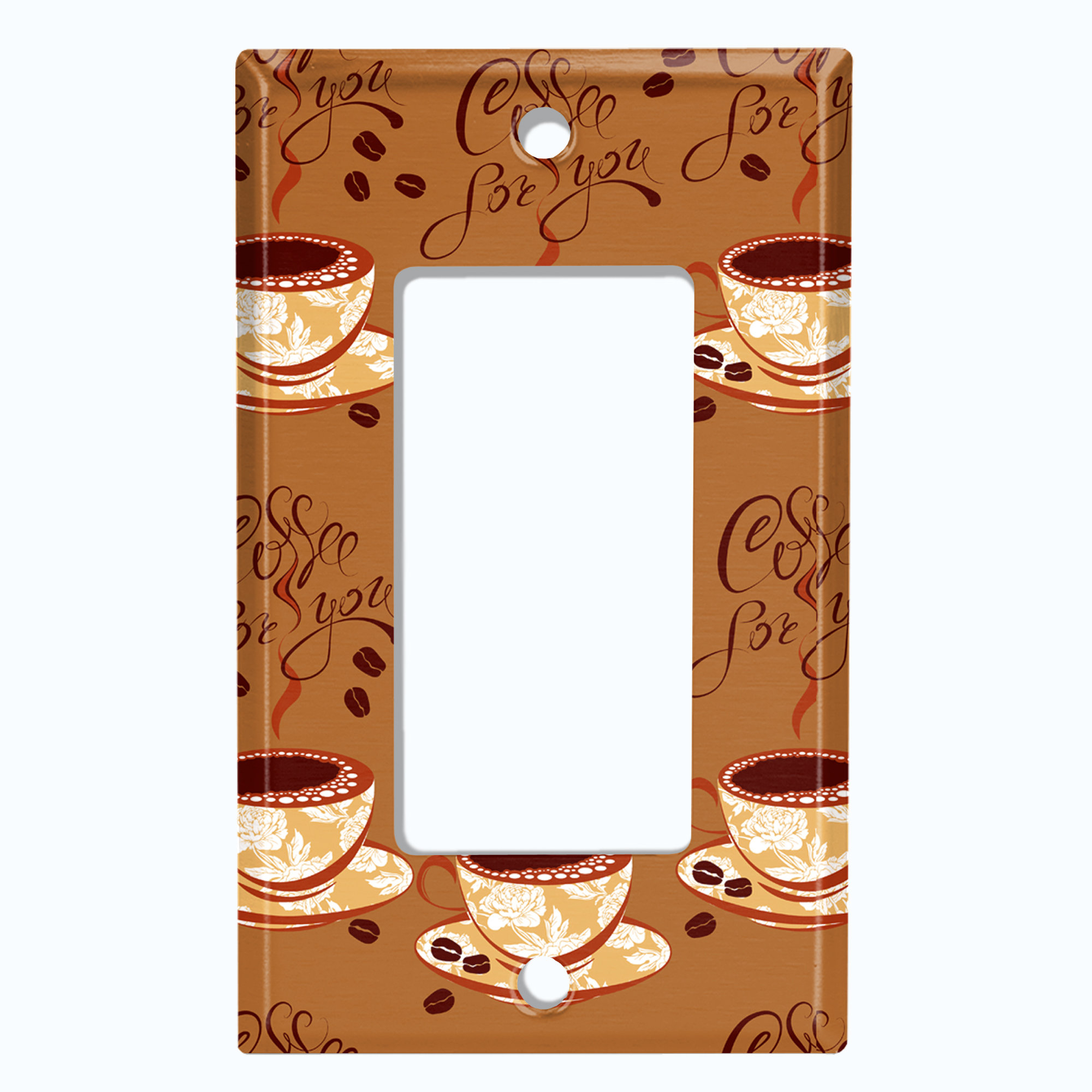 WorldAcc Metal Light Switch Plate Outlet Cover (Coffee Cups Light Brown ...