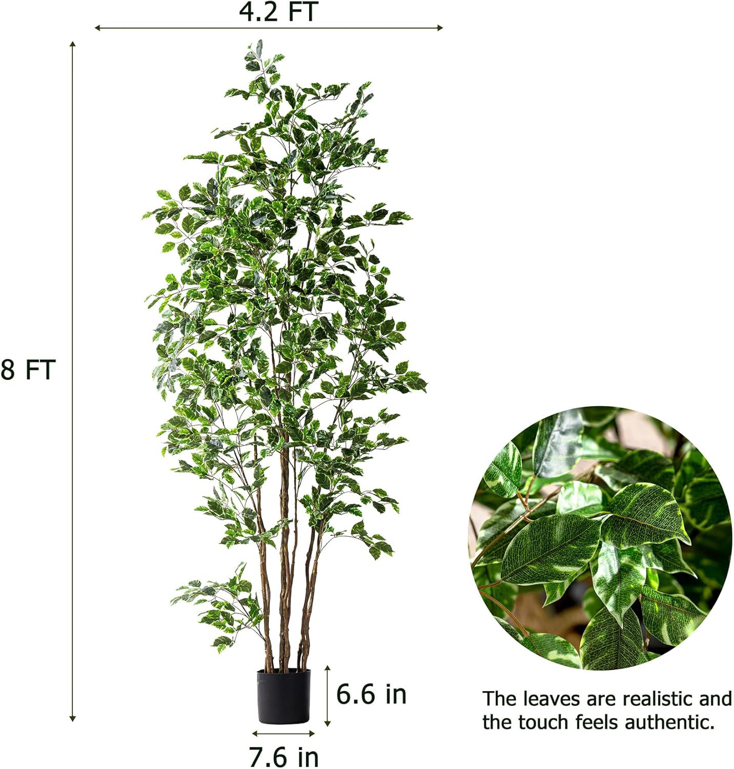 Primrue 8FT Artificial Ficus Tree-Artificial Plants Indoor,Faux Tree ...