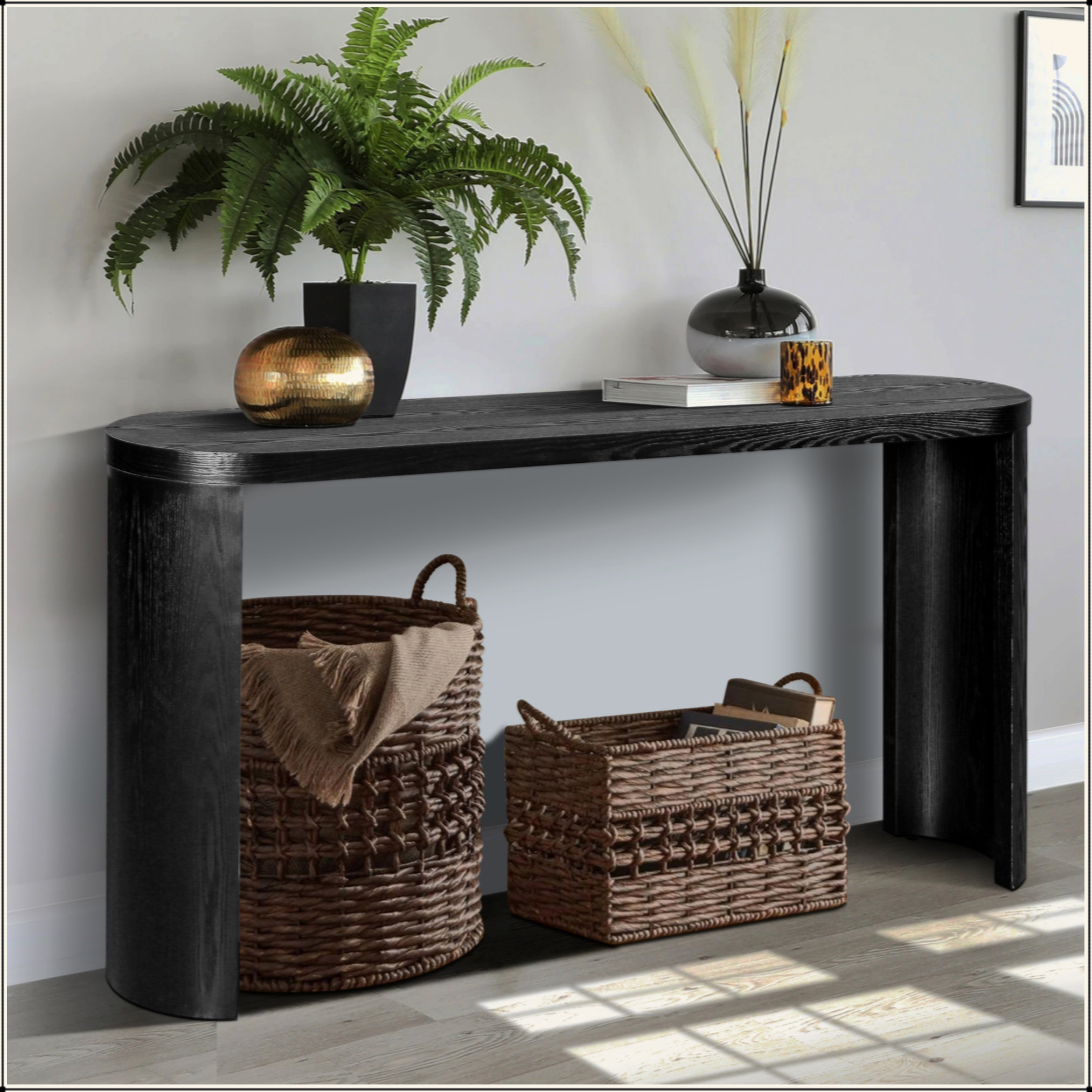 Latitude Run® 60'' Thick Top Entryway Table, Curved Legs, Support The ...