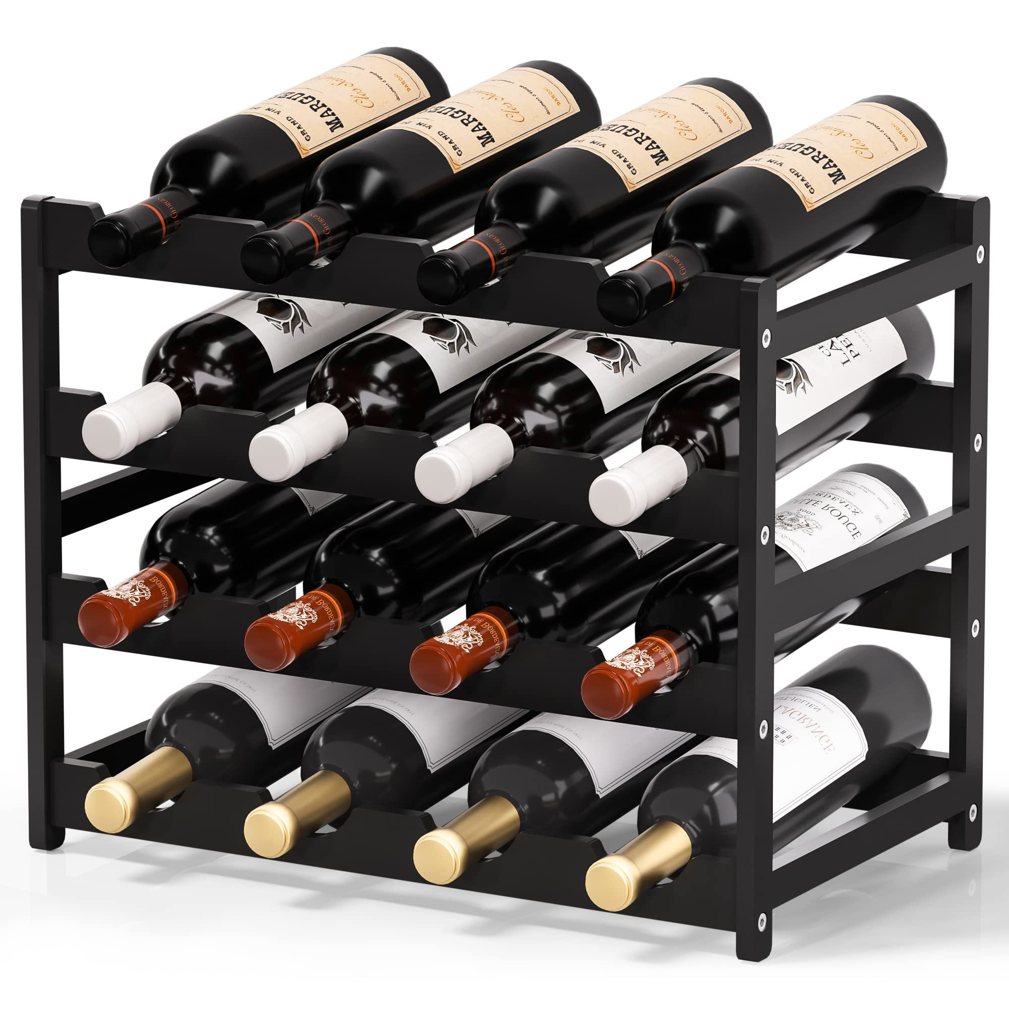 Millwood Pines Ariellah 16 Bottle Solid Wood Floor Wine Bottle Rack ...