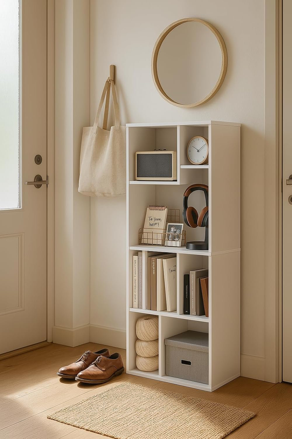Ebern Designs 7 Cube Bookshelf, Irregular Cubes Bookcase ,Freestanding ...