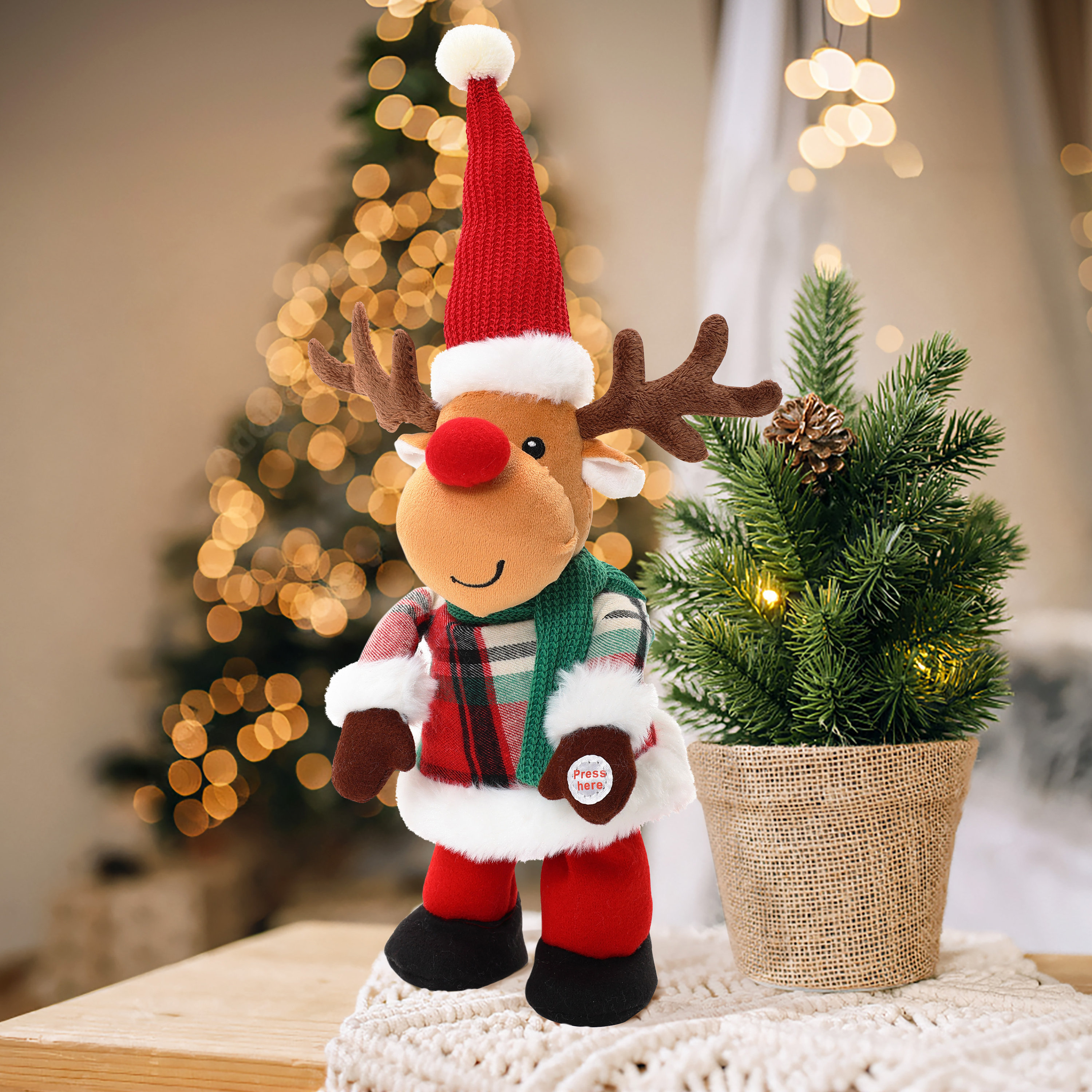 The Holiday Aisle® Animated Singing 16" Tall Moose Holiday Decoration ...