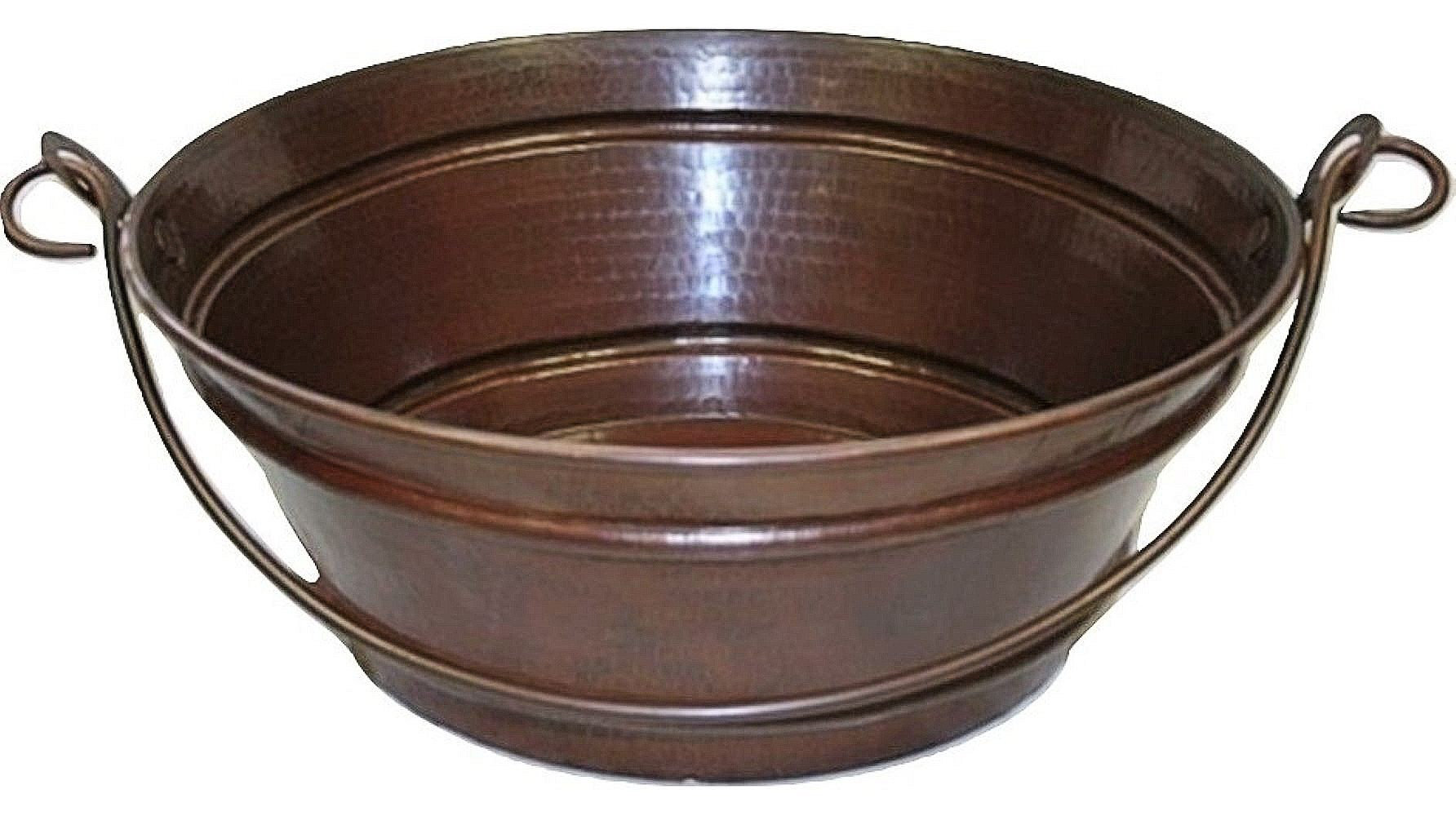 SimplyCopper 15" Copper Vessel Bucket Bathroom Sink with Decorative ...