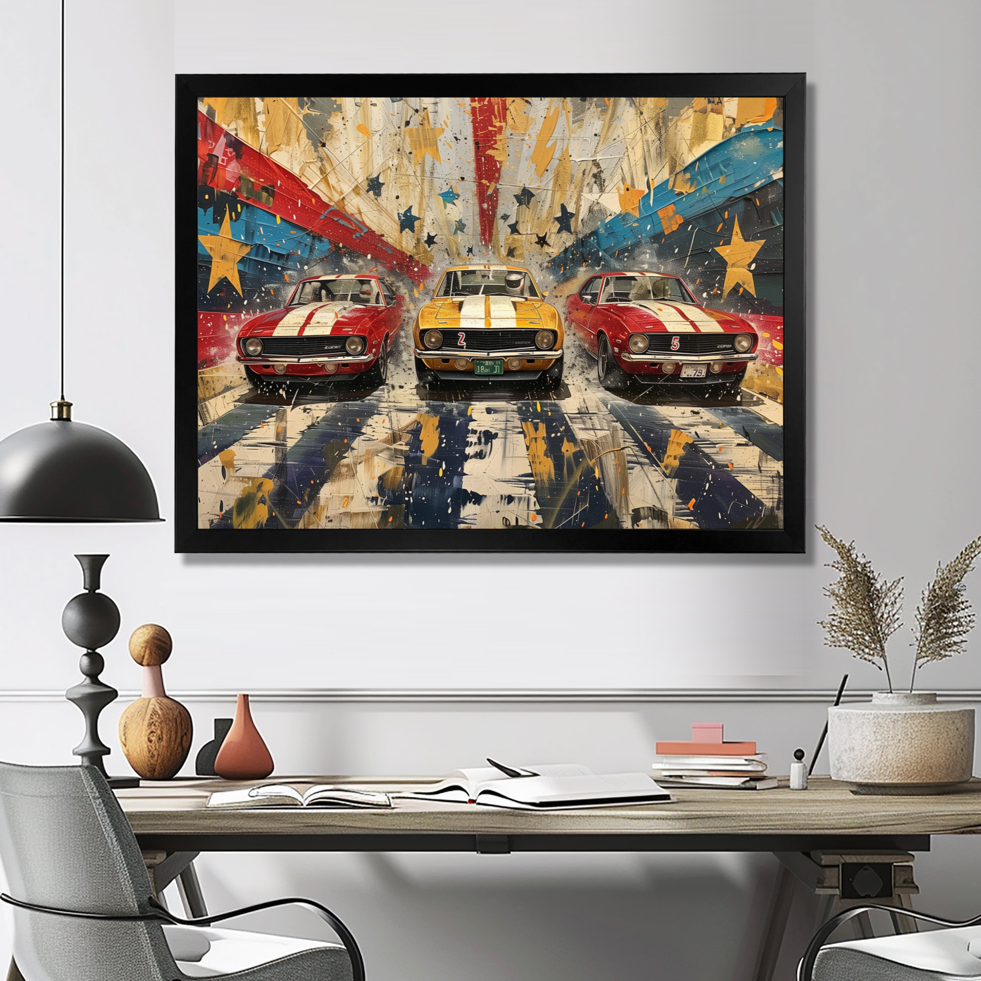 Ebern Designs American Flag Color Of Vintage Muscle Race II - Race ...