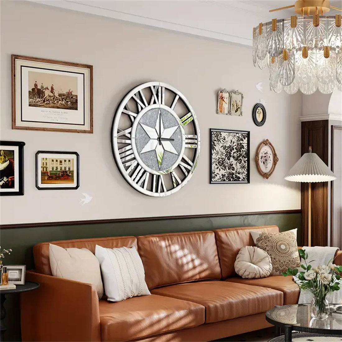 silver sparkle wall clock