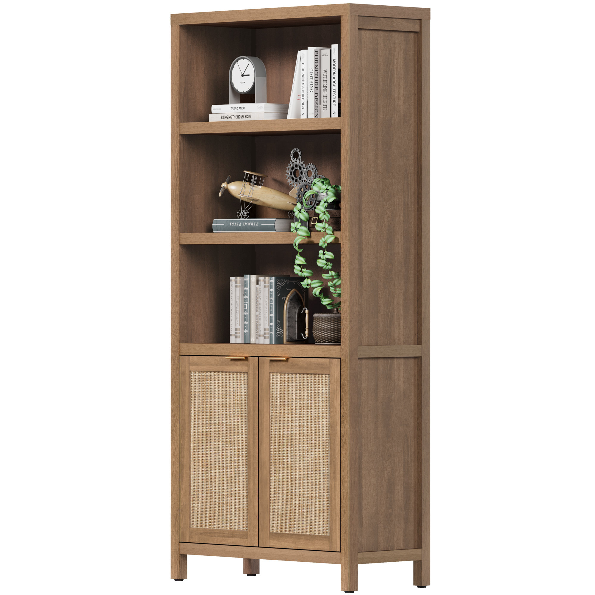 Latitude Run® Marliee Boho 5 -Tier Bookcase With 2 Doors And Adjustable ...