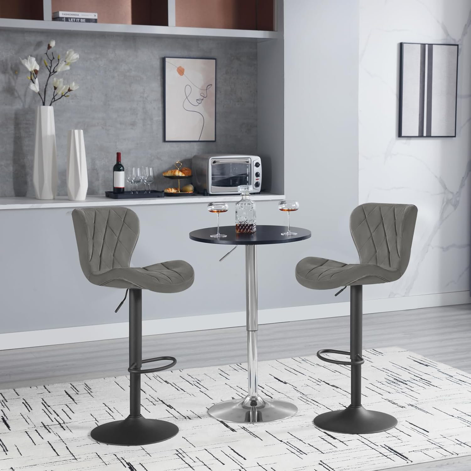 George Oliver Set of 2 bar stools, height -adjustable bar stool, 360 ...