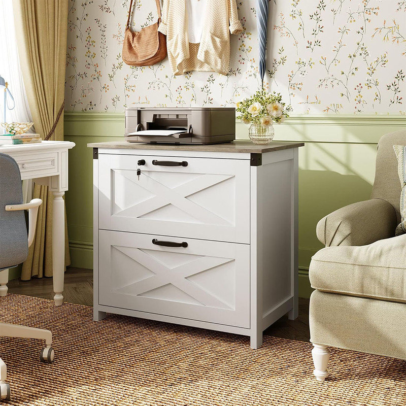 Gracie Oaks 2 Drawer File Cabinet with Lock, Modern Farmhouse Filing ...
