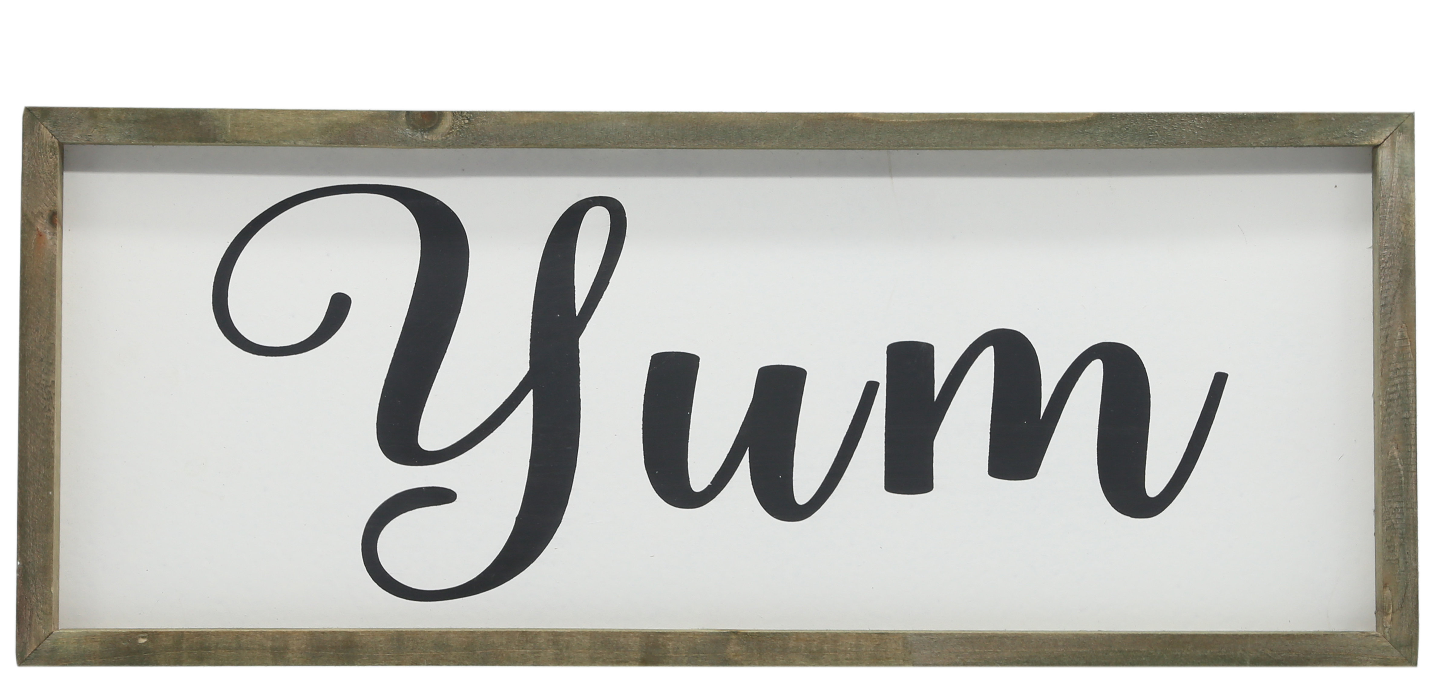Gracie Oaks Wood Rectagle Wall Art with Cursive Writing "YUM" on Sage ...