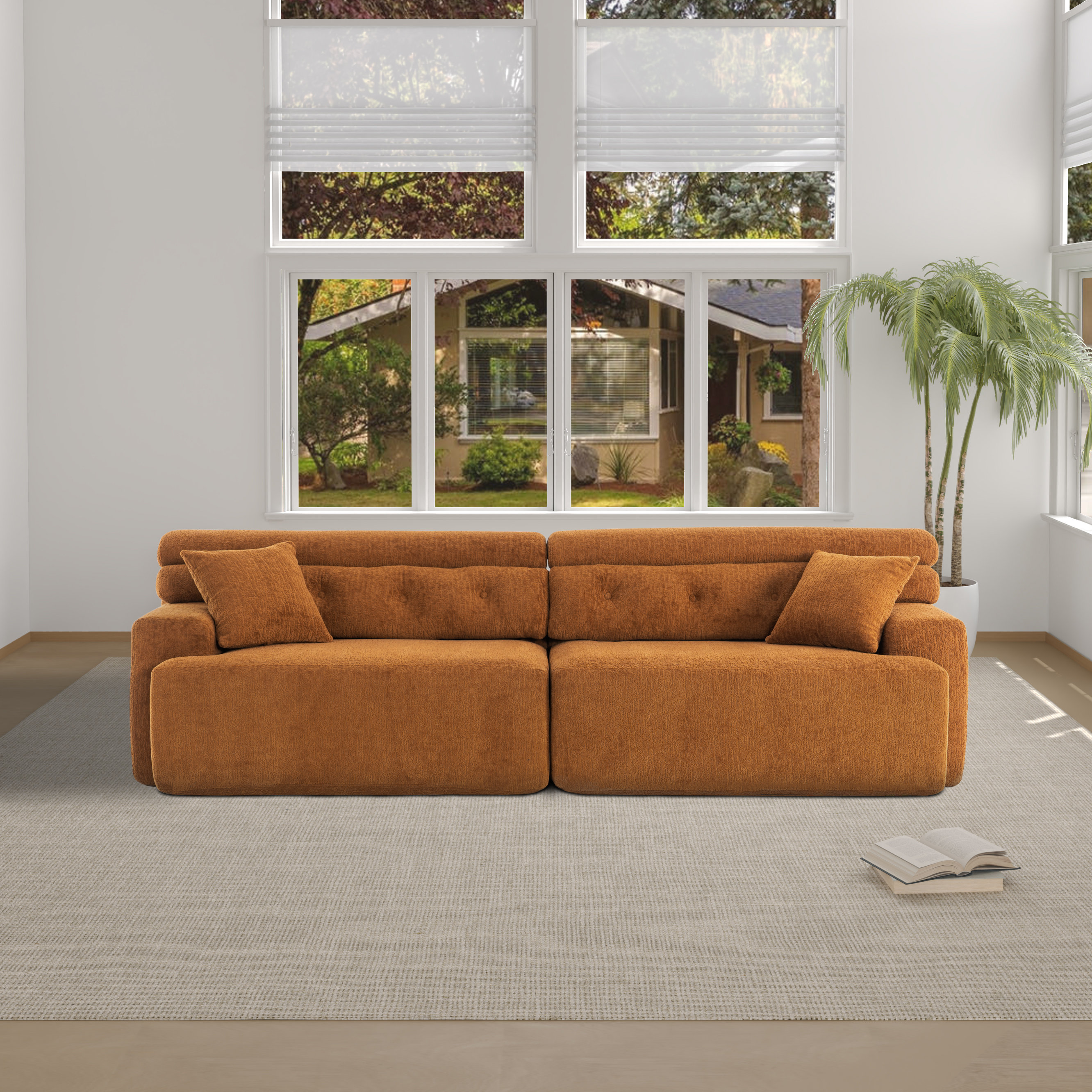 Mercer41 I-Shaped Modular Foam Sofa, Fully Compressed, No Wood Frame ...