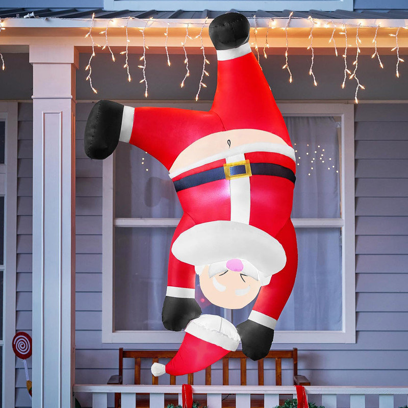 The Holiday Aisle® 6 FT Tall Hanging Christmas Santa Inflatables ...