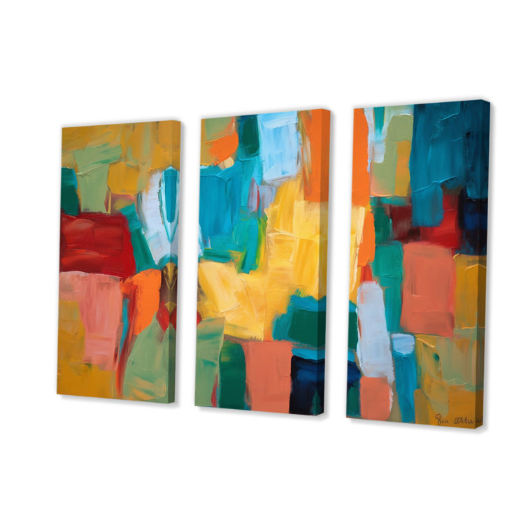 DesignArt Vibrant Cubist Colourfields I On Canvas 3 Pieces Print ...