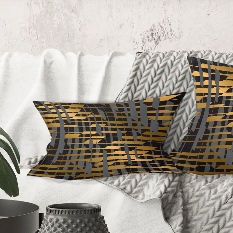 Design Art Gold Checkered Pattern I - Mid-Century ModernPrinted Throw ...