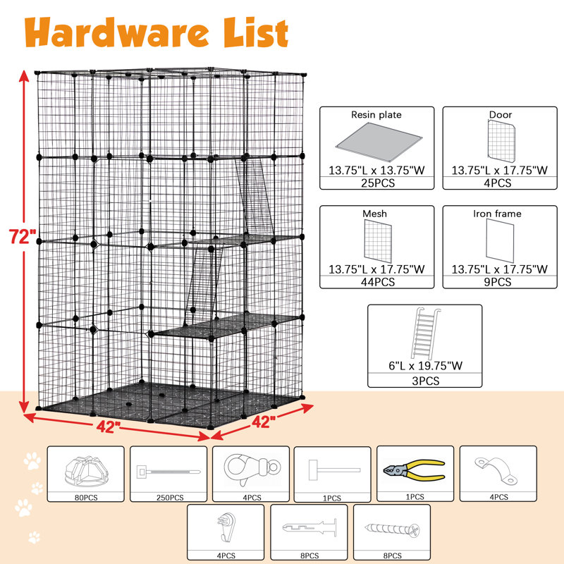 Tucker Murphy Pet™ Ceason 4-Tier Wire Cat Cage Playpen & Reviews | Wayfair