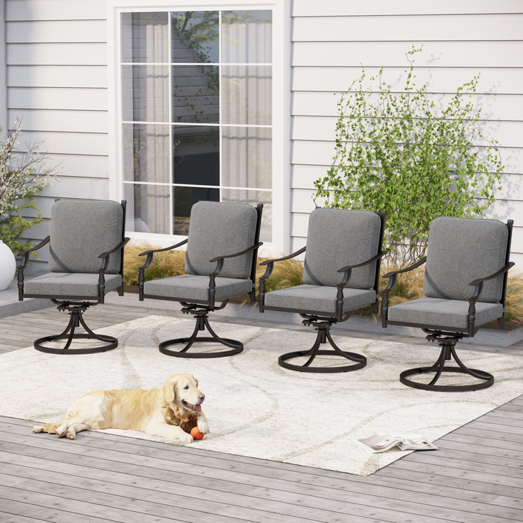 Alphamarts Swivel Patio Dining Armchair With Cushions(set Of 4) | Wayfair