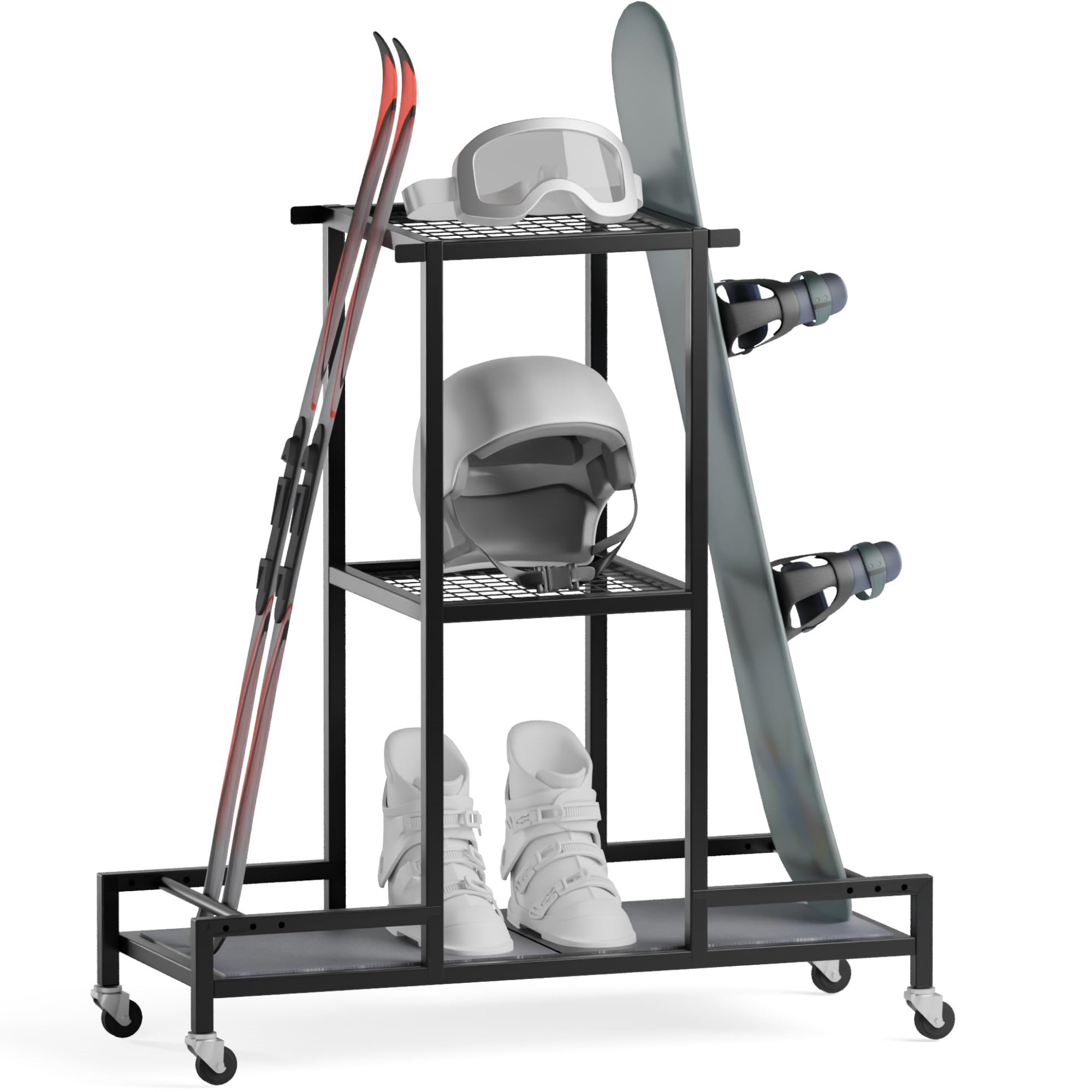Trent Austin Design Standing Ski Storage Rack, Holds Snowboards & Skis ...