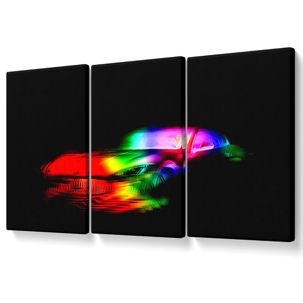 Brayden Studio Maserati Rainbow - 3 Piece Wrapped Canvas Print ...