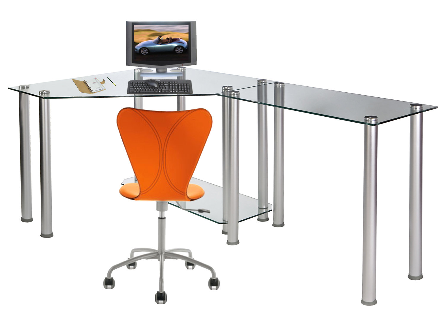 Orren Ellis Liloh Glass Corner Desk & Reviews | Wayfair