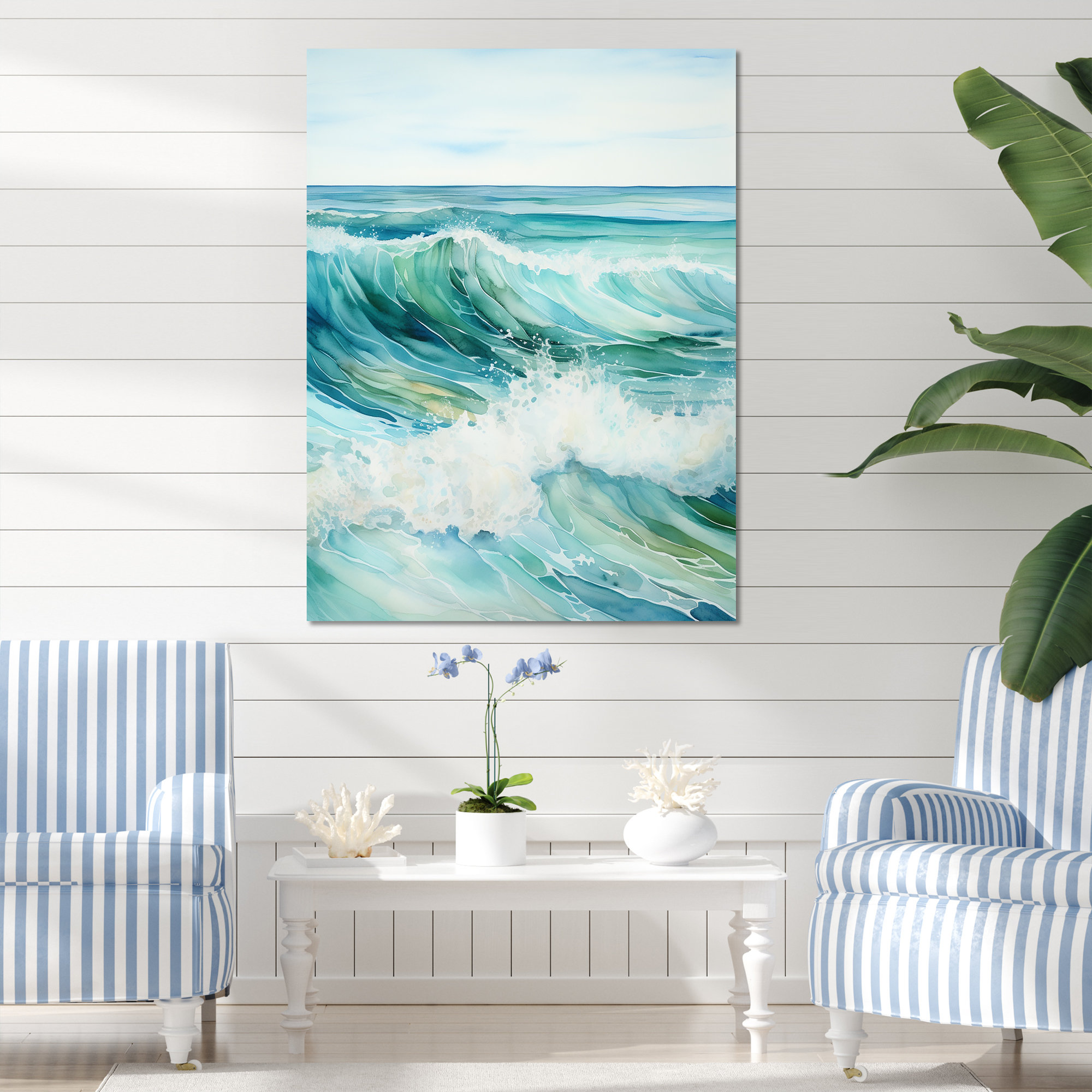 Design Art Ocean Minimal Waves Charm III On Canvas Print | Wayfair