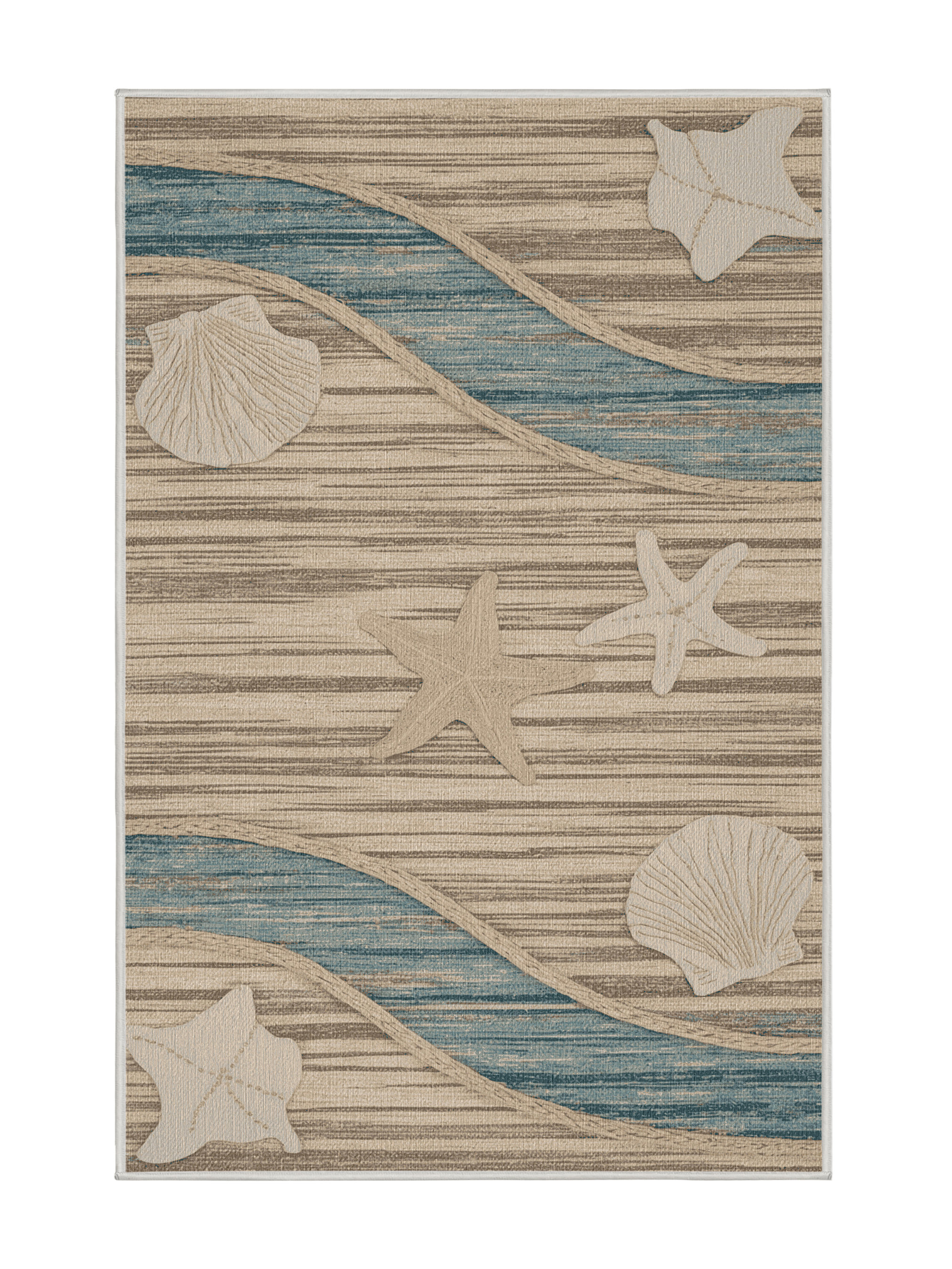 Dakota Fields Washable Beach Minimalist Plus Coastal Area Rug | Wayfair