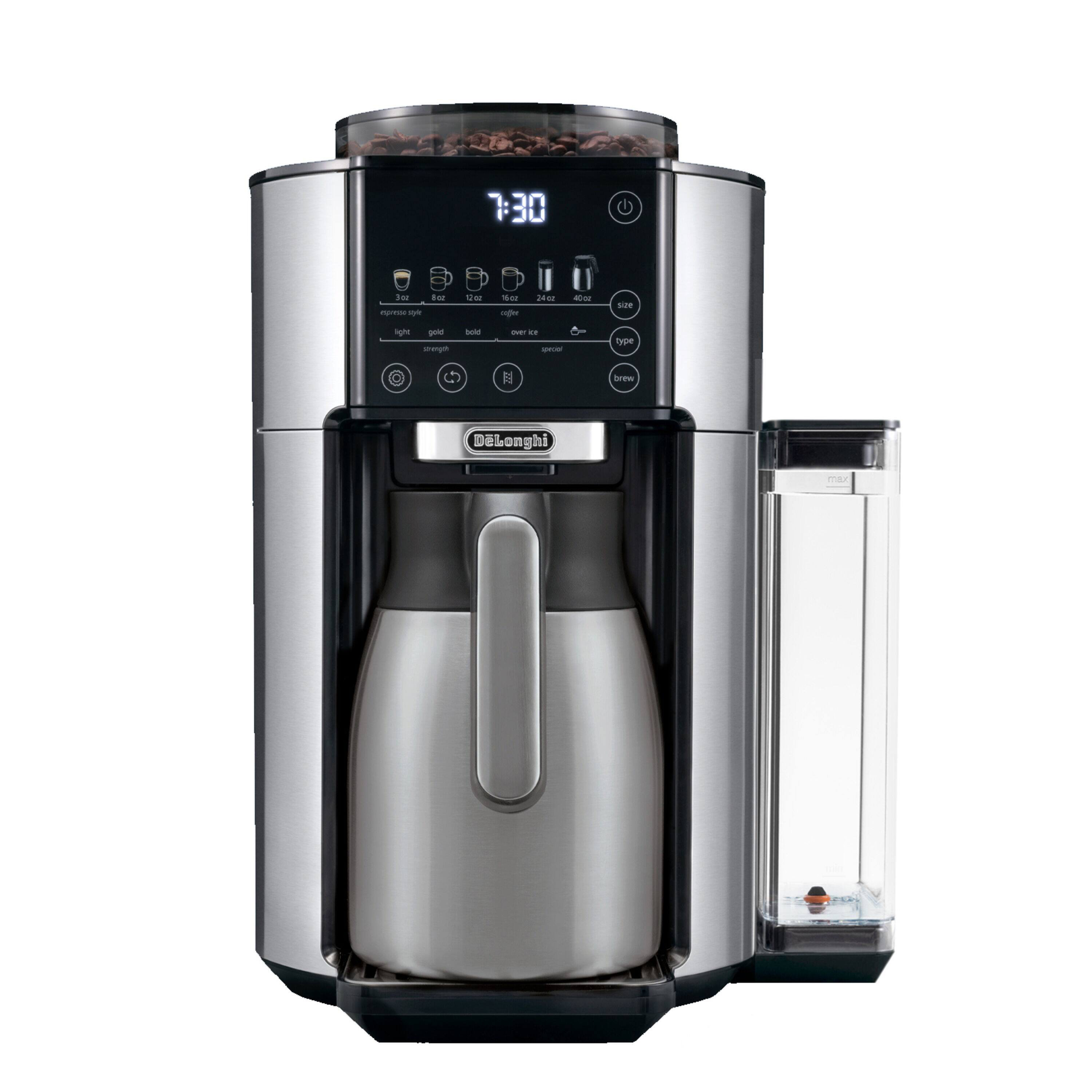 De'Longhi TrueBrew Automatic Drip Coffee Maker w/ Thermal Carafe, Built ...