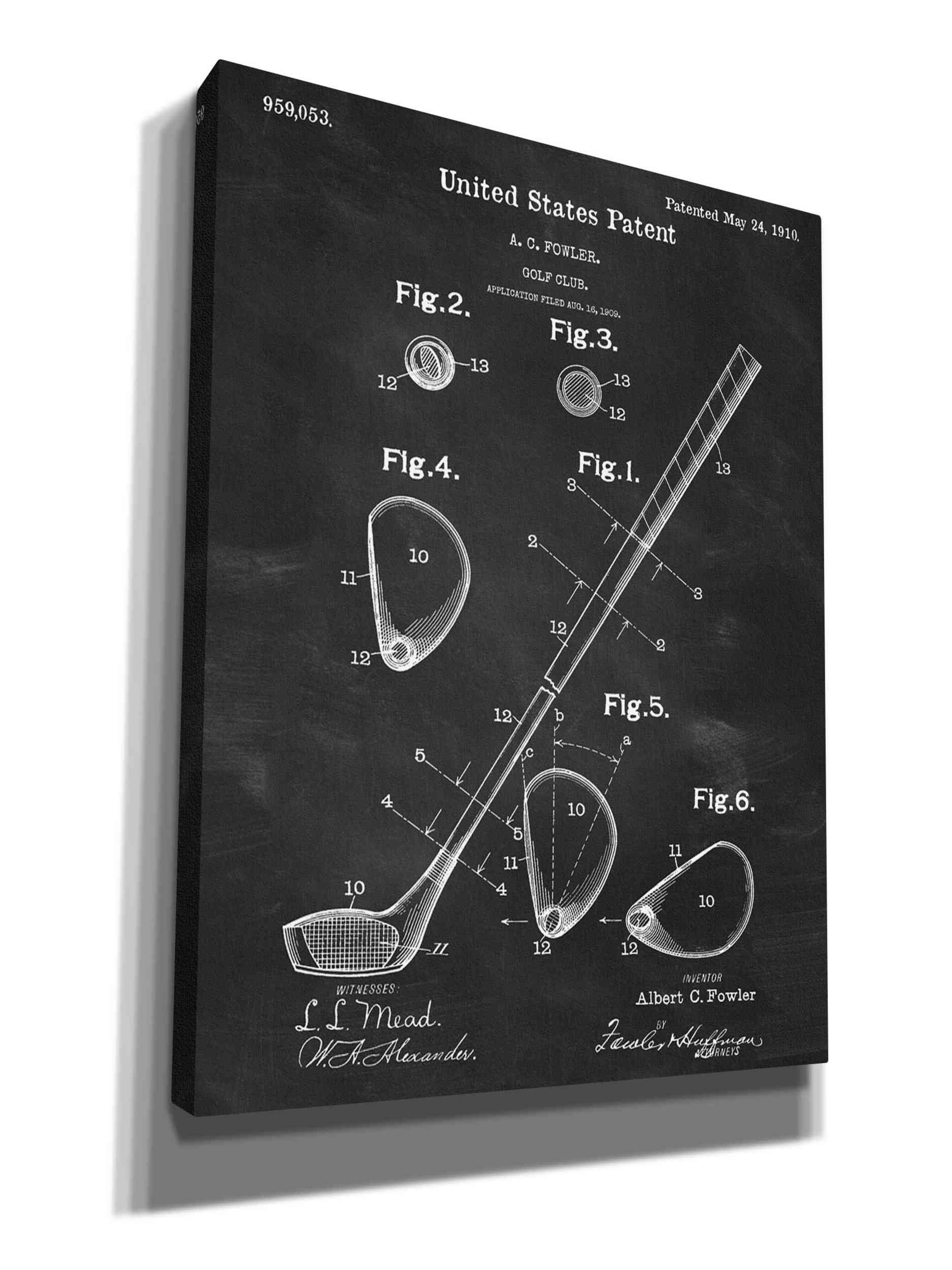 Williston Forge Golf Club Blueprint Patent Chalkboard - Wrapped Canvas ...