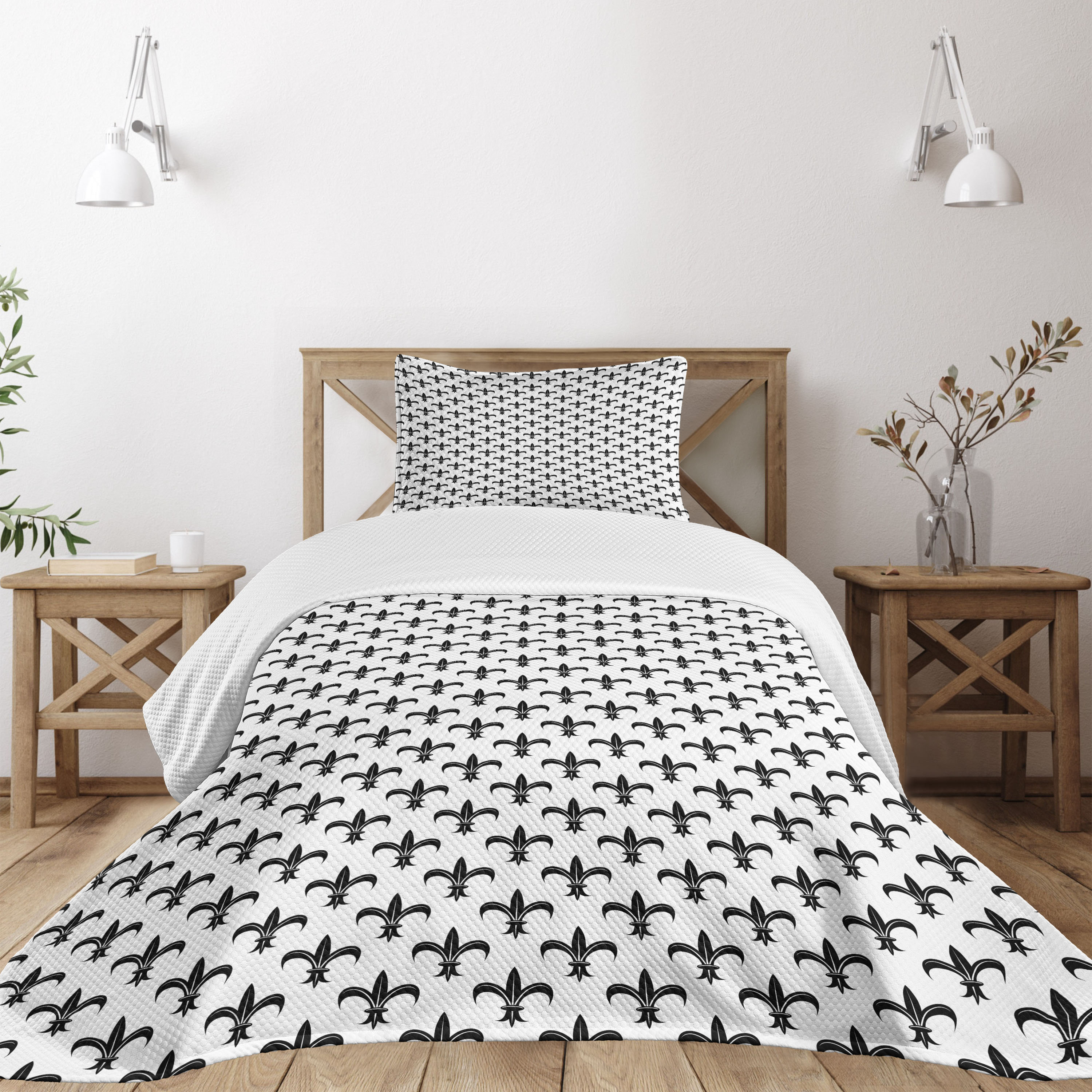 Ambesonne Ambensonne Fleur De Set Black Royal Lily Black White | Wayfair