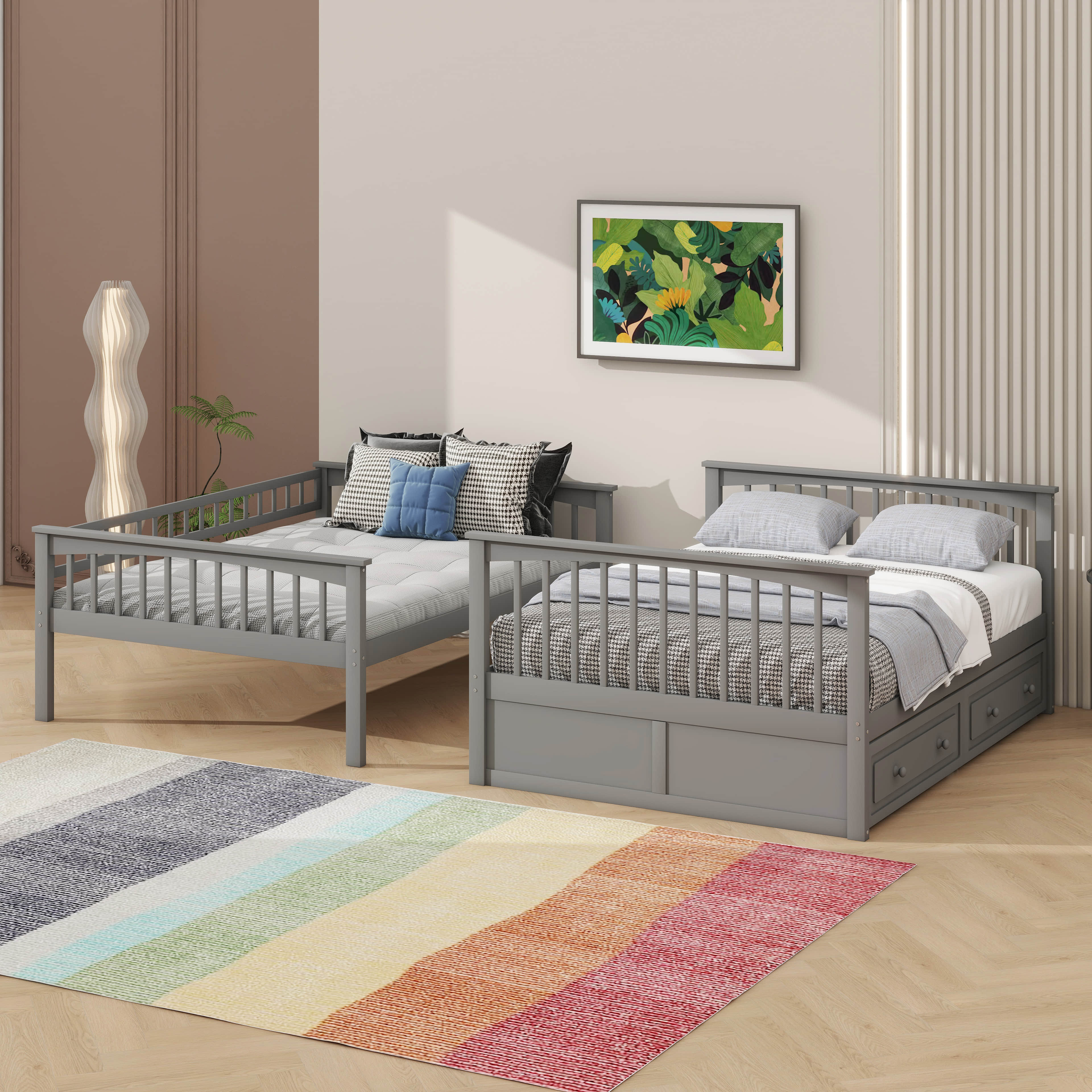 Harriet Bee Full-Over-Full Bunk Bed With Drawer Storage & Convertible ...